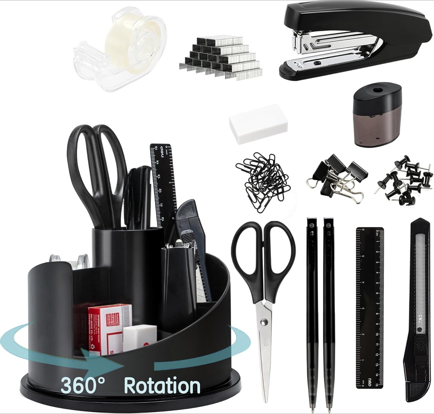 Office Supplies Set, 1045 Pcs-Desk Accessory Organizer Kit, Stapler Set ...