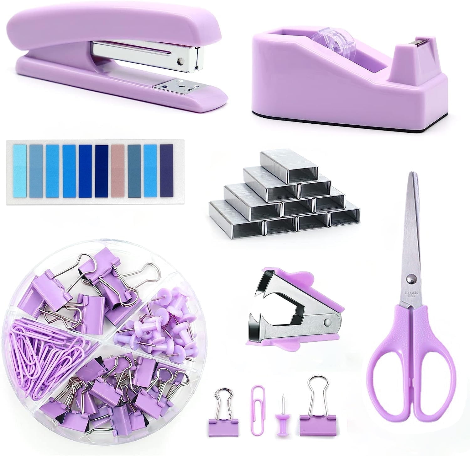 INvench Purple Office Supplies Set, Desk Organizers Kit with Stapler ...
