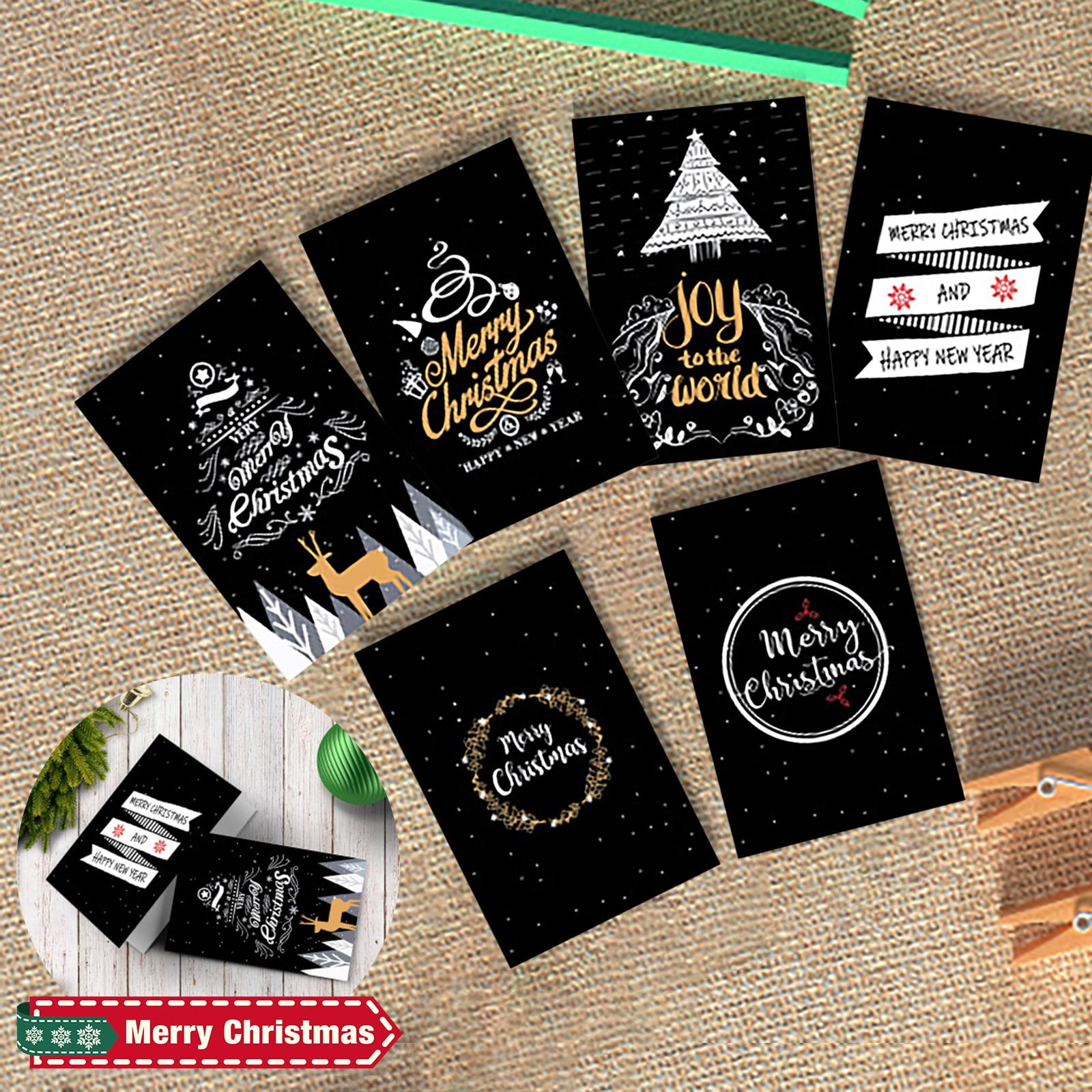 Office Supplies Under 1$! 6PC Christmas Thank You Card DIY Creative ...
