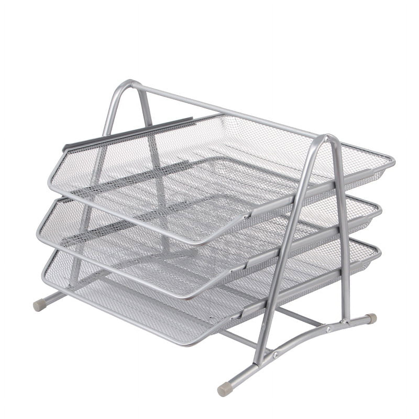 Office Supplies, Wire Mesh, Metal Three-layer File Rack, Data Tray ...