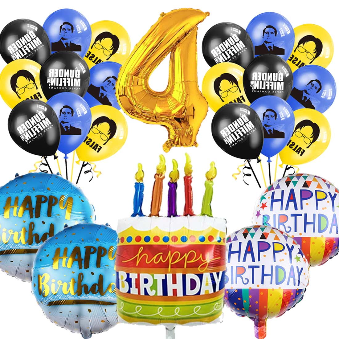 Office TV Balloons Party Supplies 4th Big Number Decorations Decor Kit ...