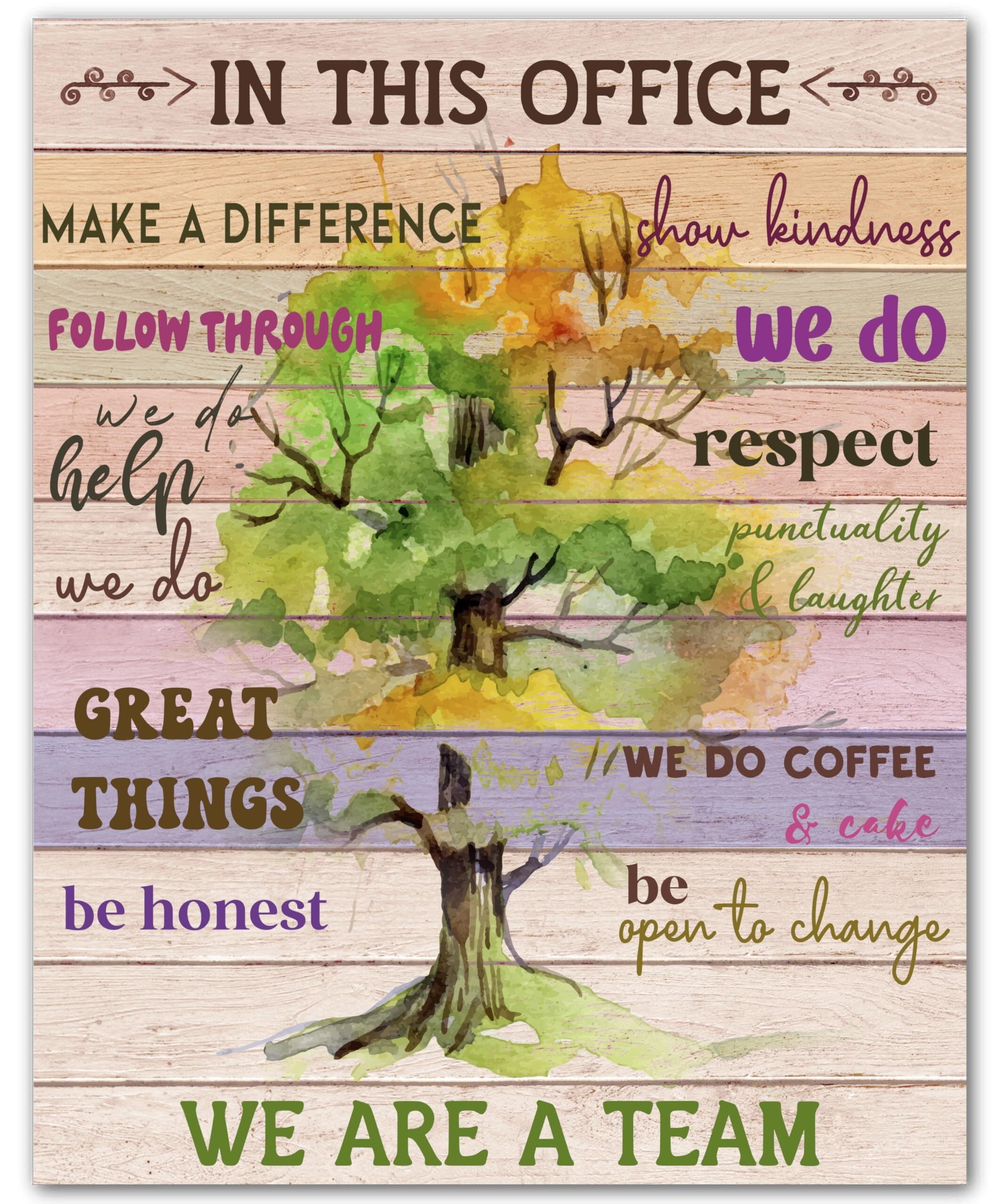 In This Office We Are a Team - Motivational Wall Art Pink Inspirational ...