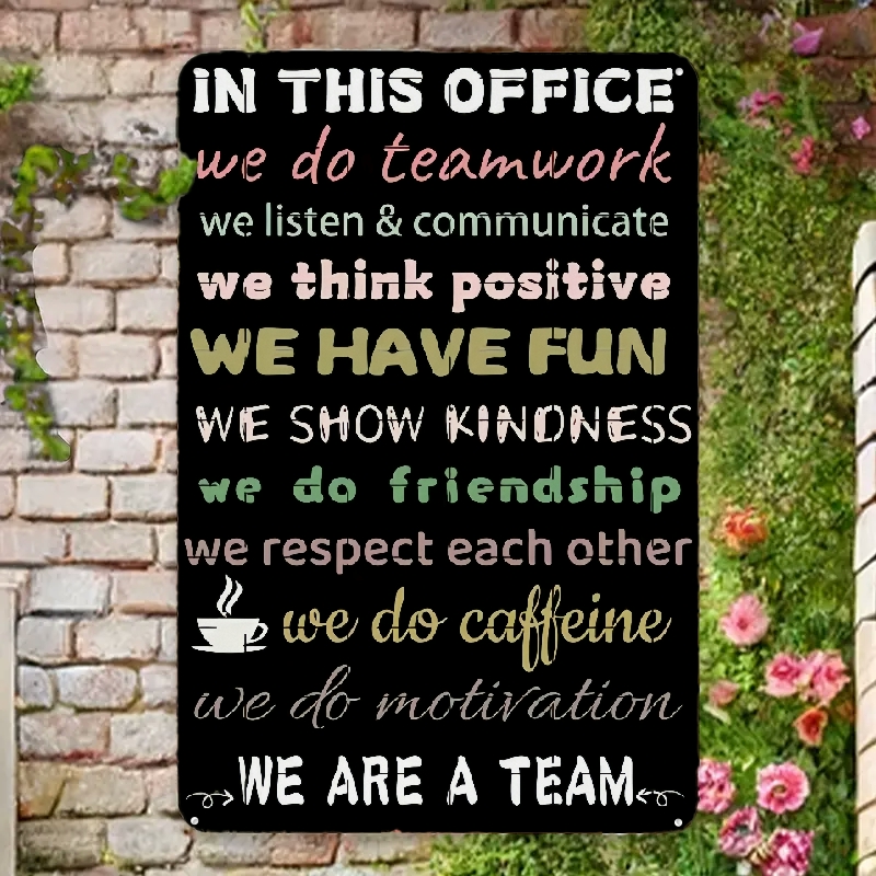 In This Office We Do Teamwork Inspirational Metal Sign, Iron Wall ...