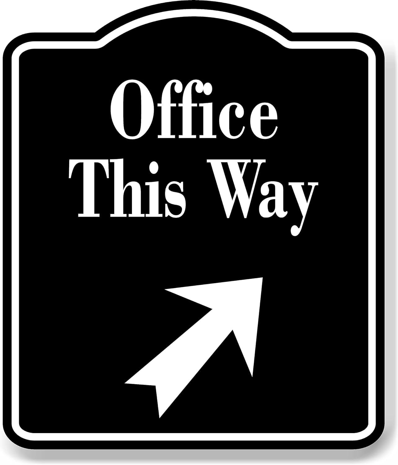 Office This Way 45 Degree Up Right Arrow BLACK Aluminum Composite Sign ...
