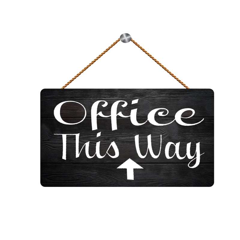Office This Way Directional Arrow Wall Hanging Decor Wood Sign 12 X 6 ...