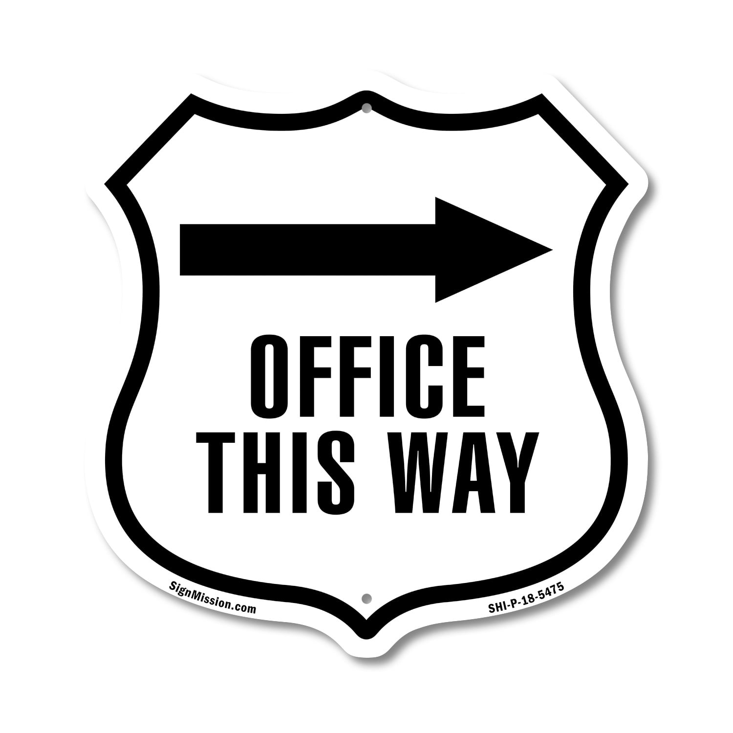 Office This Way Right 12 inch X 12 inch Shield-Shaped Rust-Free ...