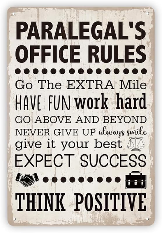 Office Vintage Metal Tin Signs Paralegal Decor for Lawyer Law Student ...