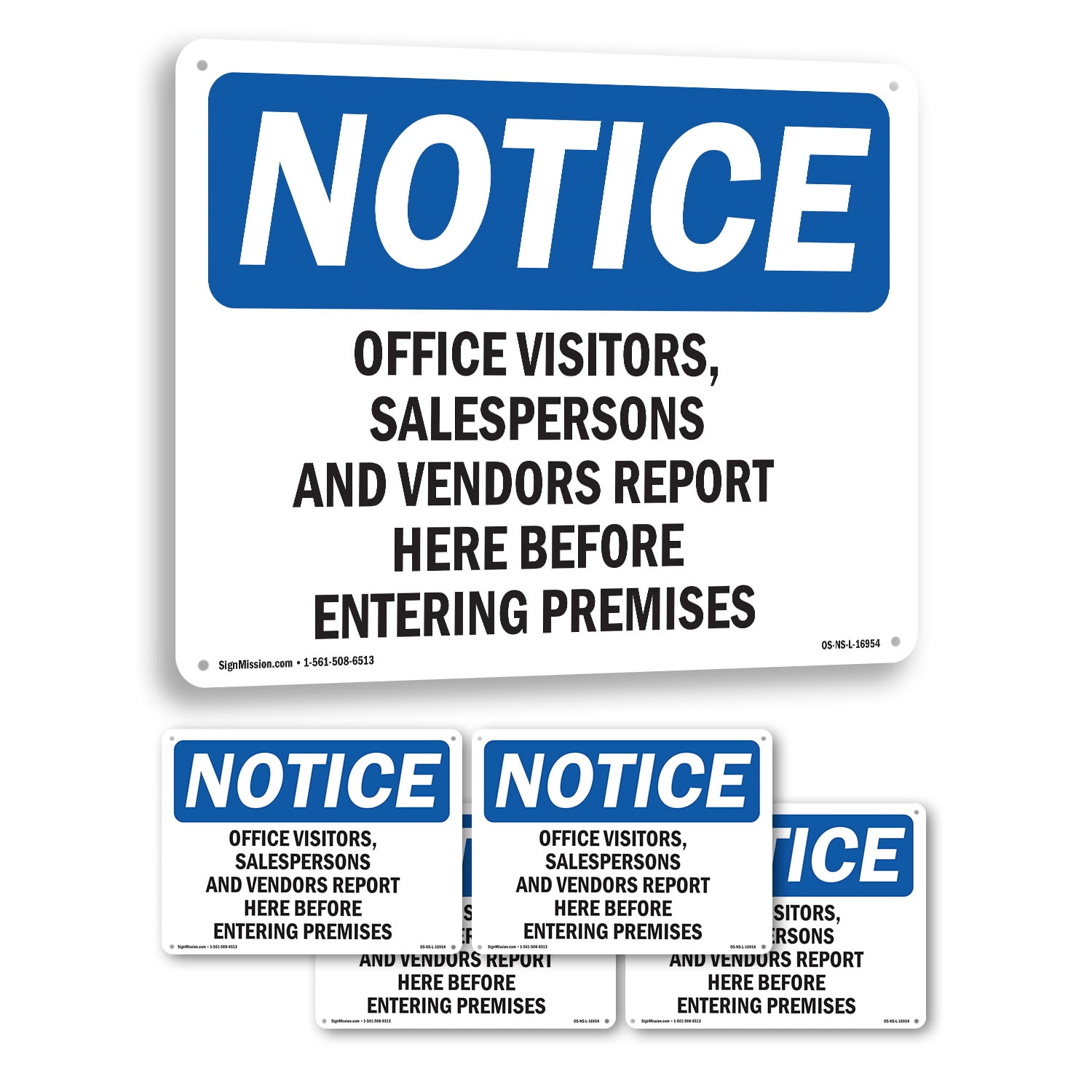 Office Visitors Salespersons And Vendors OSHA Notice Rigid Plastic Sign ...