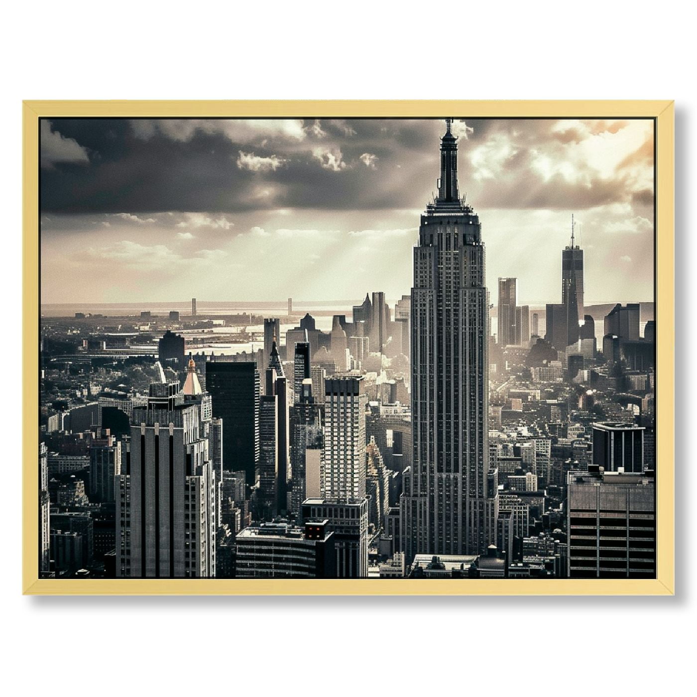 Office Wall Art Abstract Metropolis Skyline Modern Home Decor Panorama ...