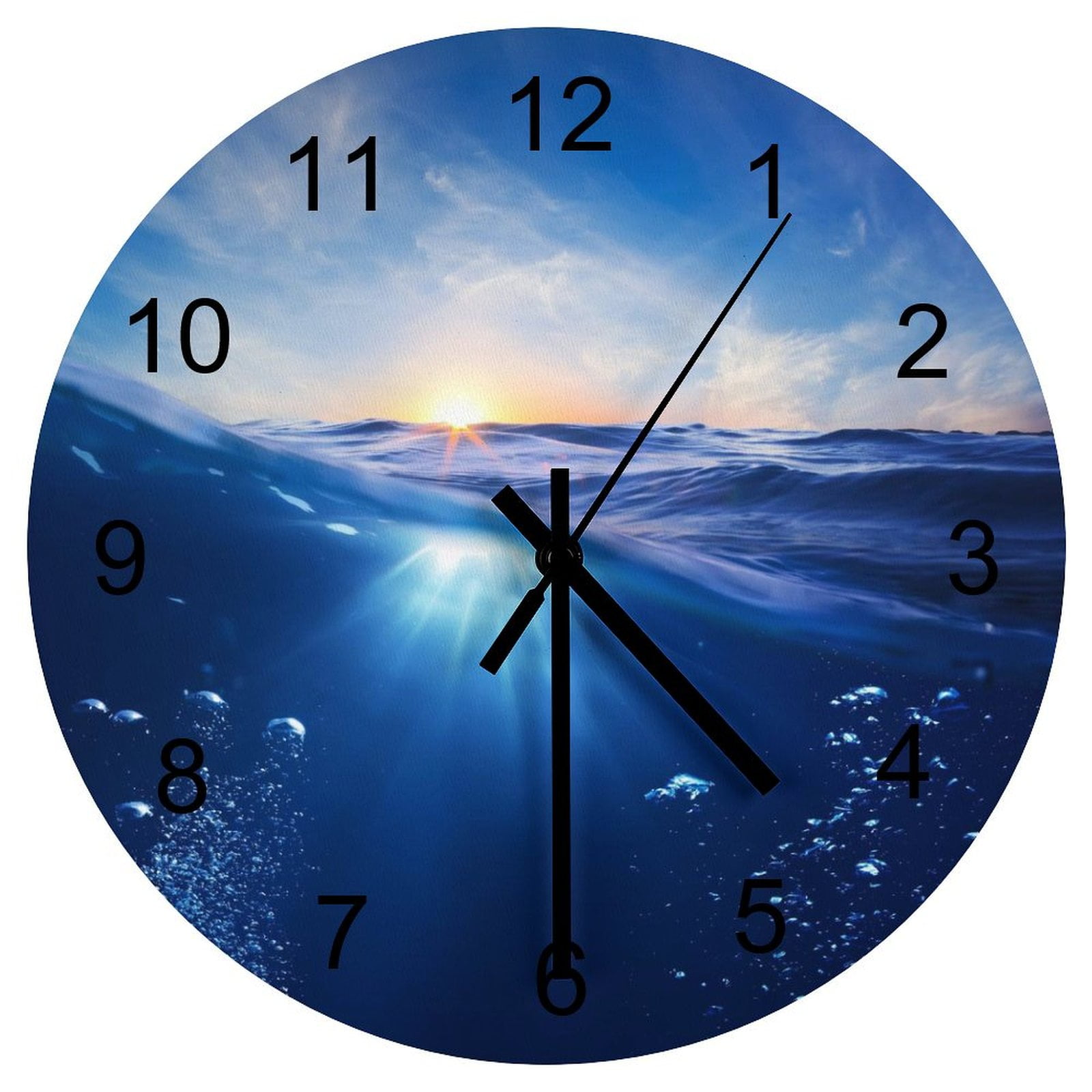 Office Wall Clock Beautiful sea surface scenery Clocks 12 inch Silent ...