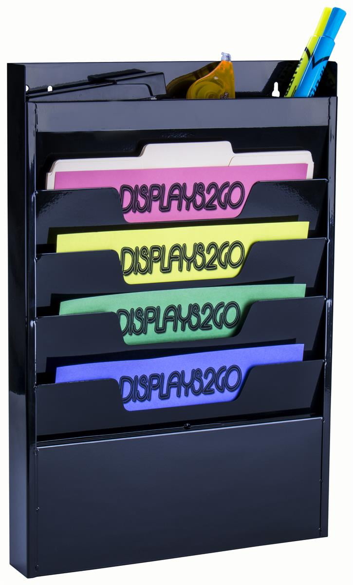 Office Wall Rack for File Folder or Magazine, 4 Tier, Top Organizer ...