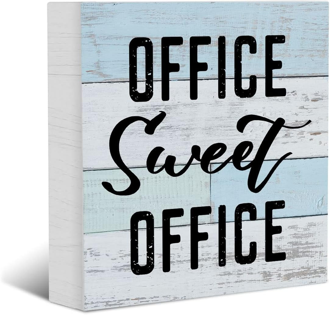 Office Wood Box Sign, Office Sweet Office Wood Box Sign Block Plaque ...