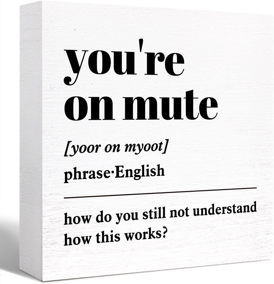 Office Wood Box Sign You're On Mute Definition Wooden Block Sign ...