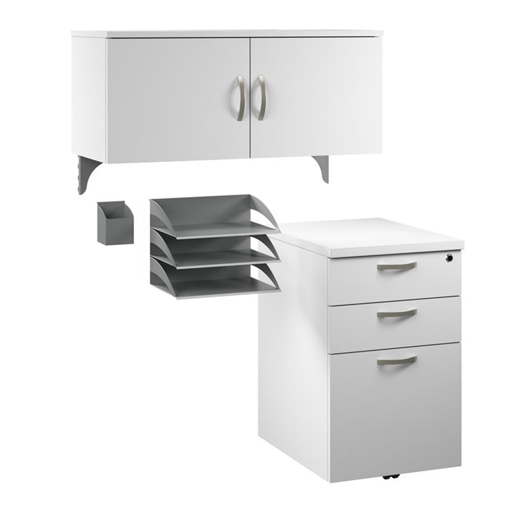 Office in an Hour Cubicle Storage Set in Pure White - Engineered Wood ...