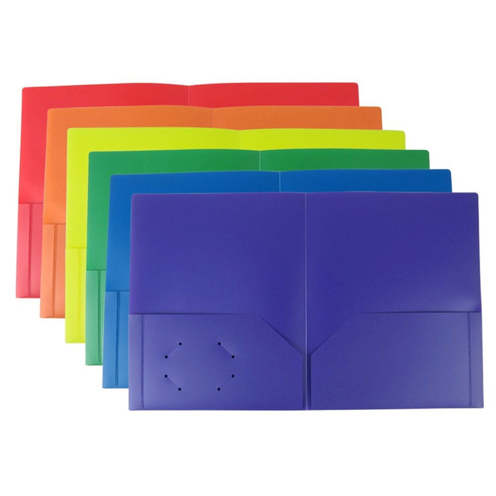 Office portable 2 Pocket 3-Hole Punched Portfolio Folder Lot of 6 ...