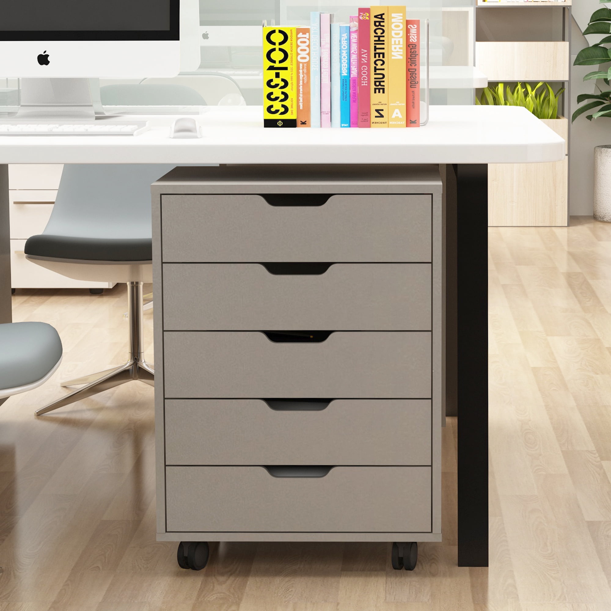 Office pulley movable file cabinet Wooden drawer cabinet Office storage ...