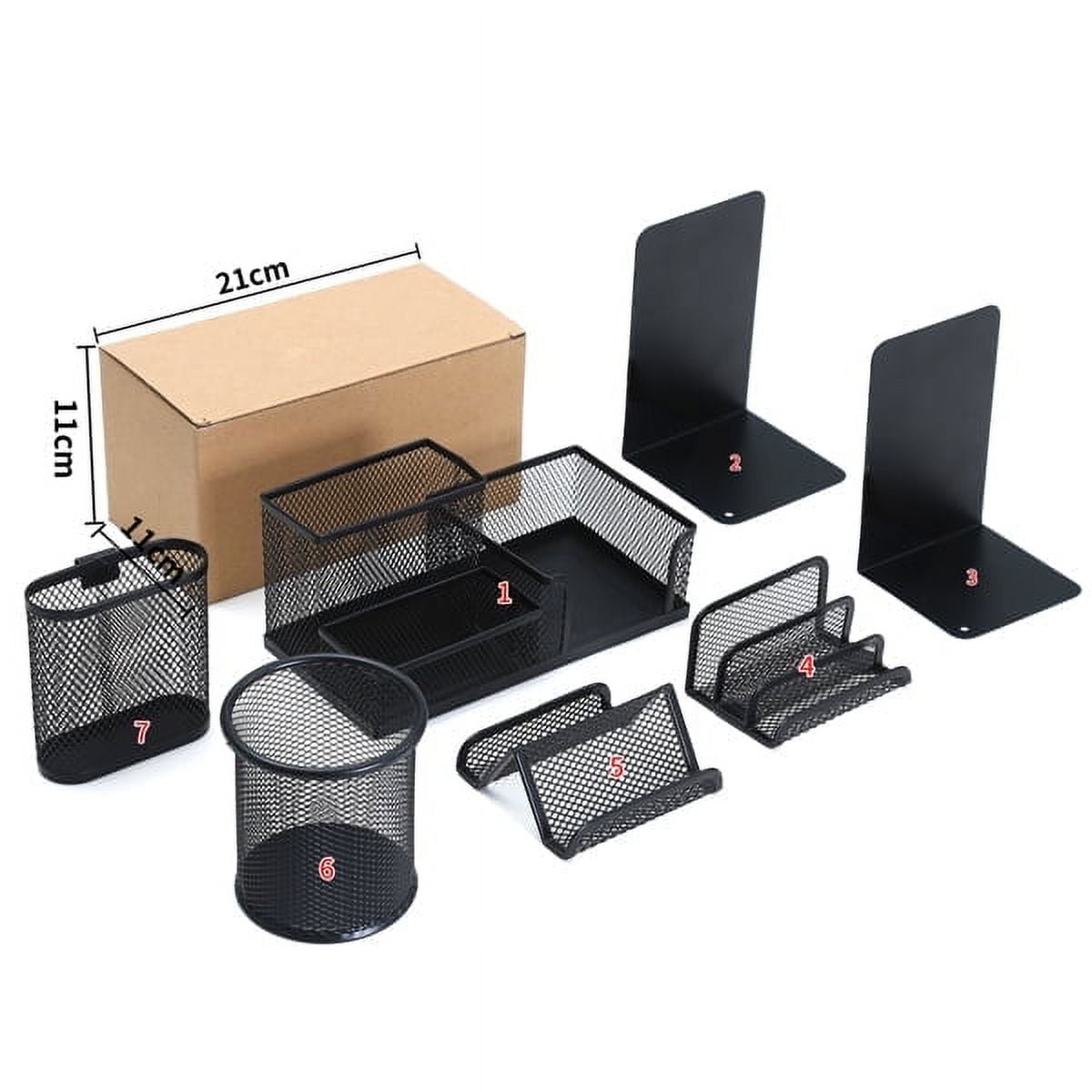 Office small desk storage box, mesh multifunctional 3-cell stationery ...