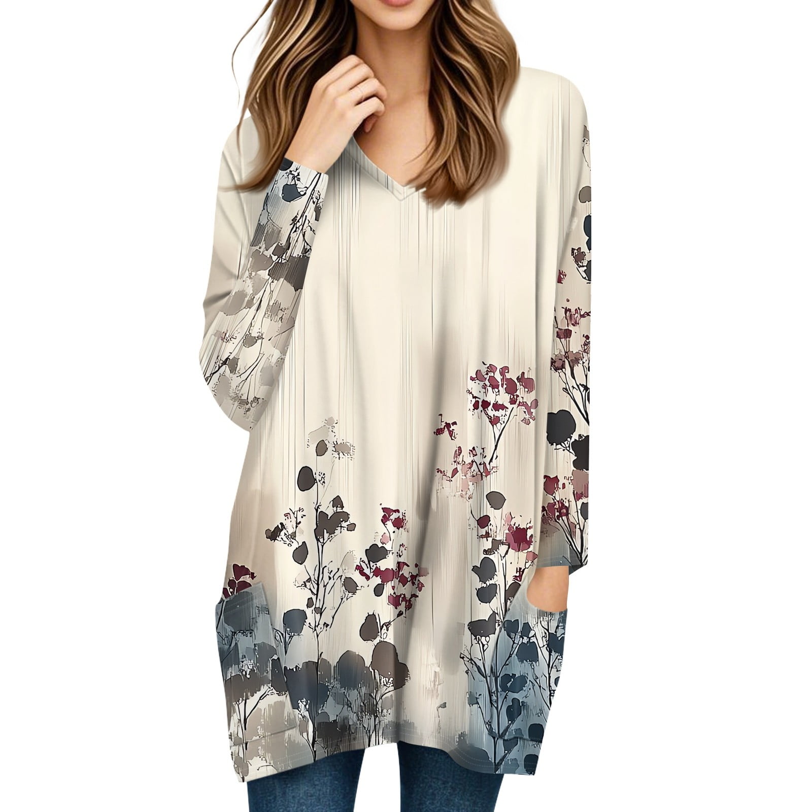 Office to Weekend Women's Blouse‌ - Versatile V-Neck Geometric Print ...