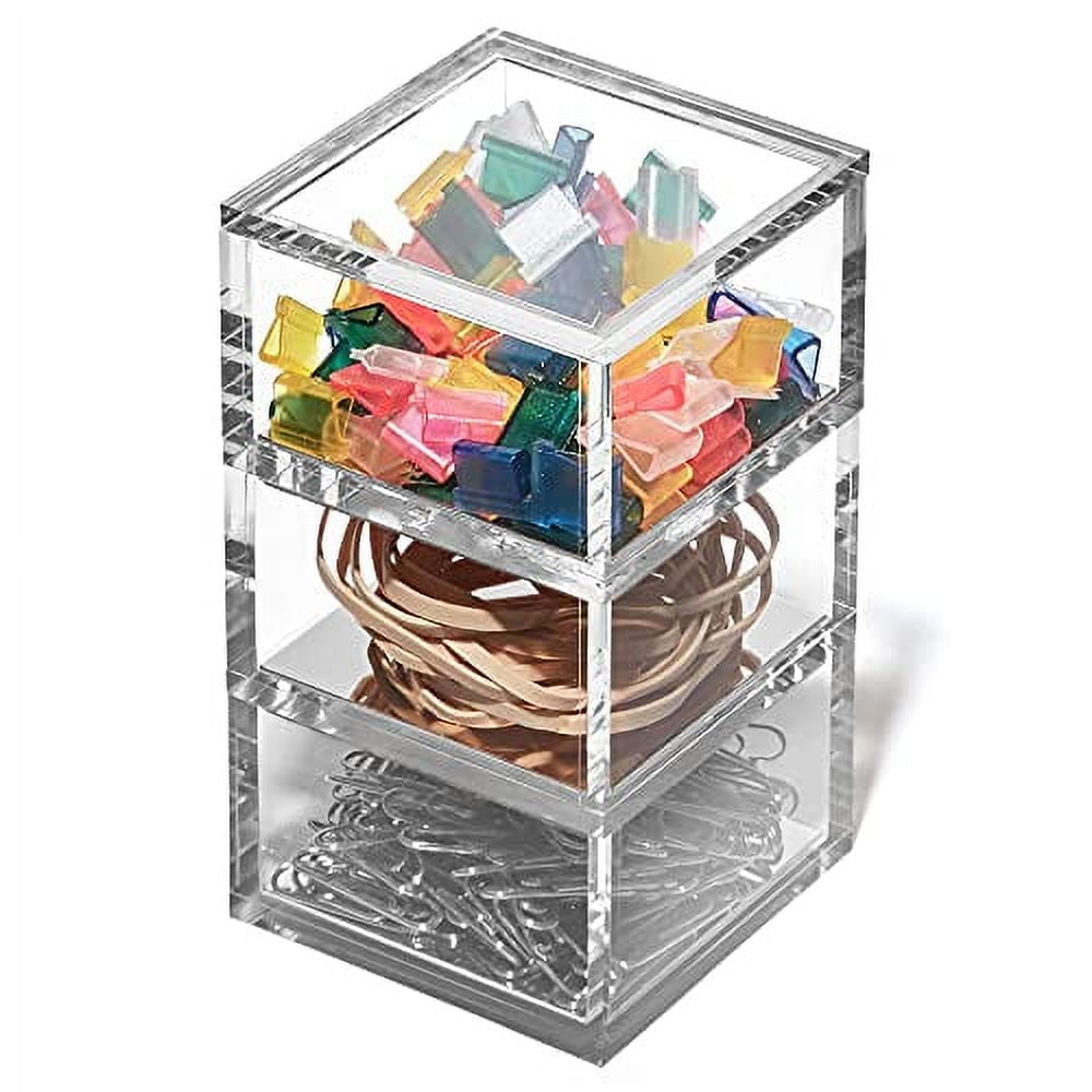 OfficeGoods Clear Acrylic Organizer with Silver Base 3 Tier Stackable ...