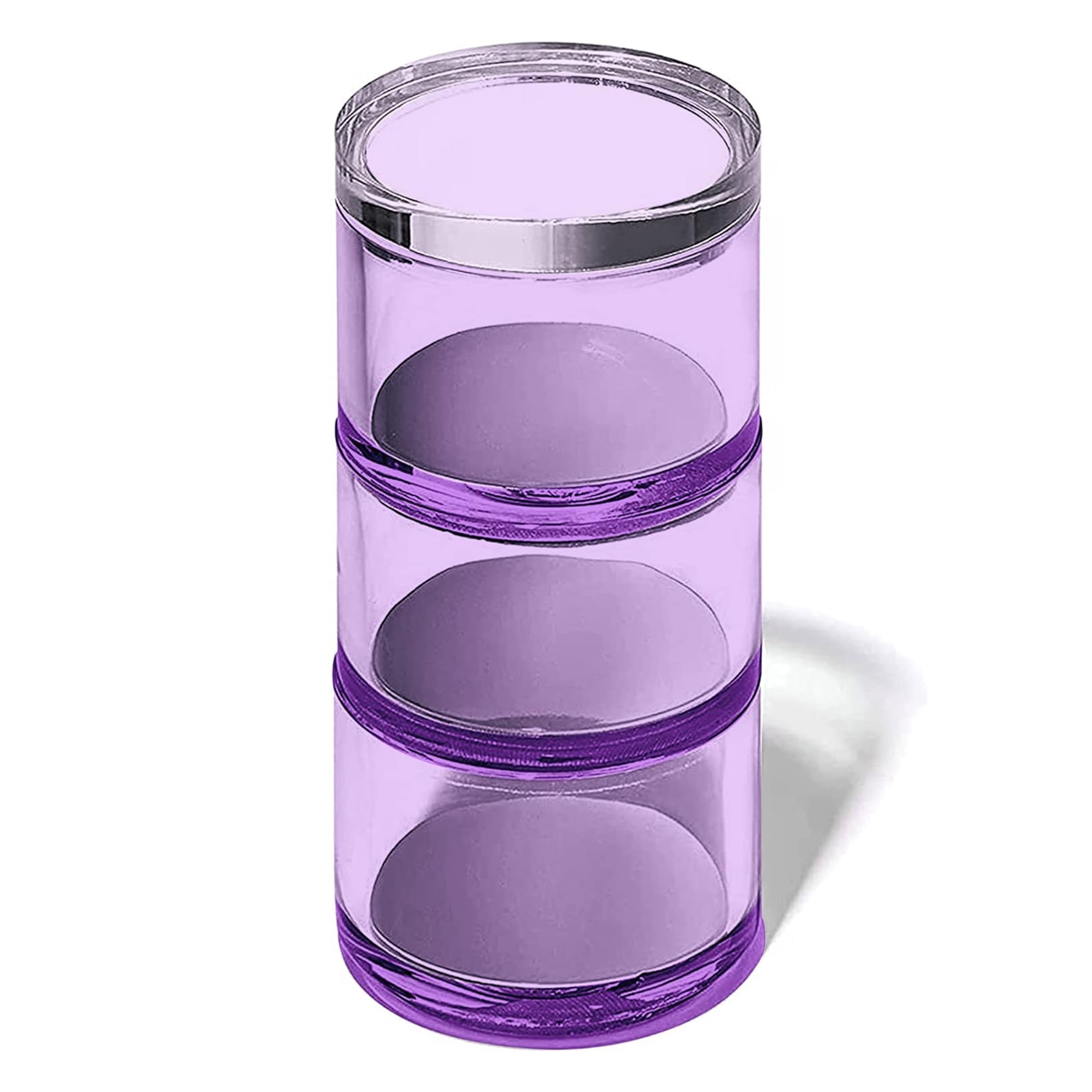 OfficeGoods Acrylic Organizer 3 Tier Stackable Round Acrylic Storage in Purple with Silver Base ...