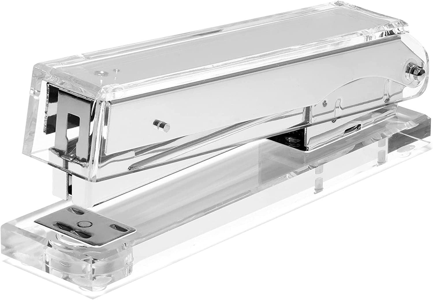 OfficeGoods Clear Acrylic Stapler with Silver Accent for 1/4" Staples ...