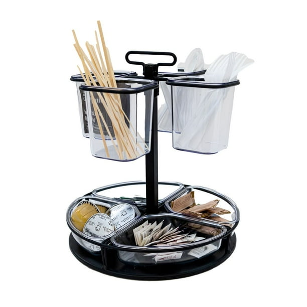 OfficeMate BreakCentral Cutlery Tea Coffee Station Organizer, Black ...