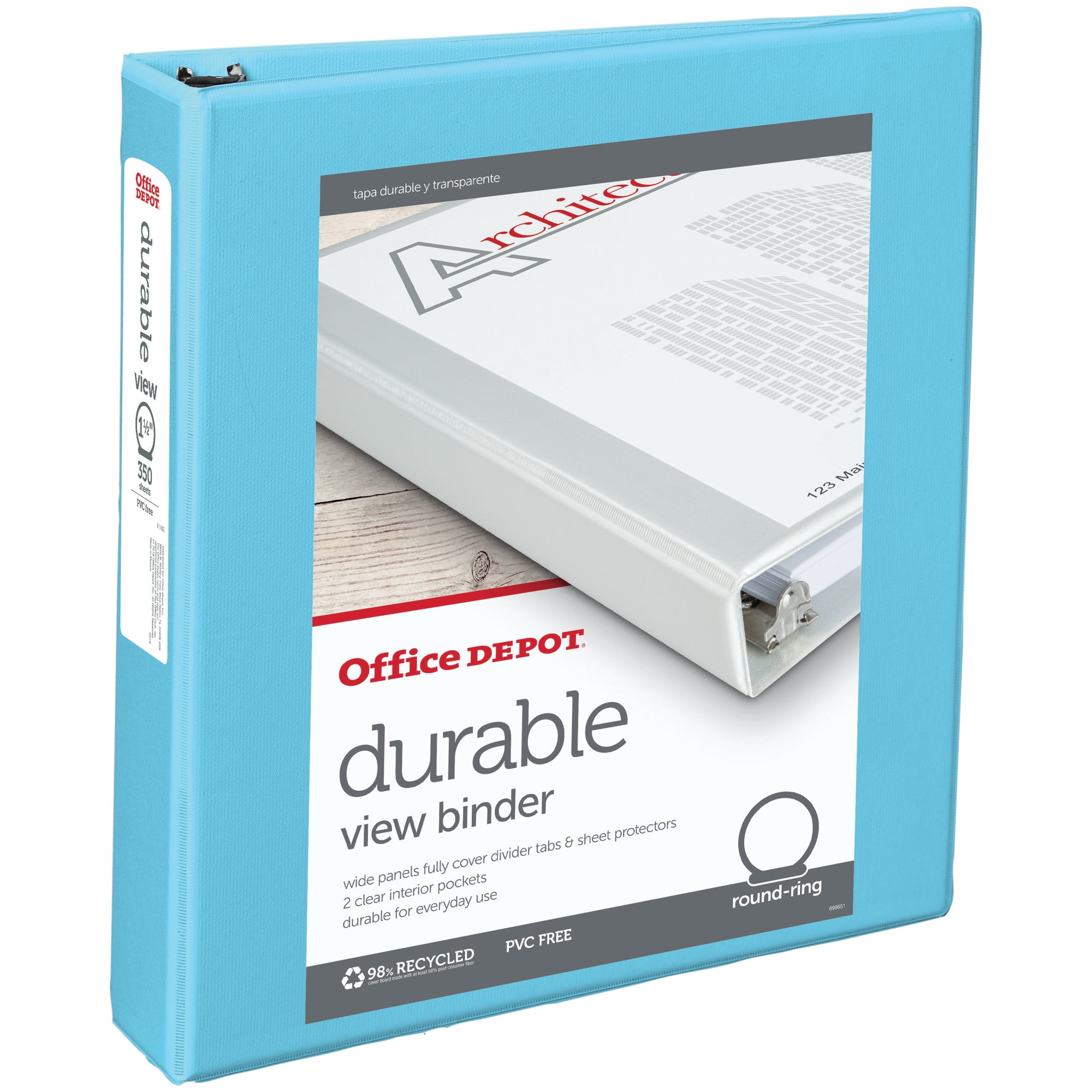 OfficeMax Durable View 1.5" Binder, Blue - Walmart.com