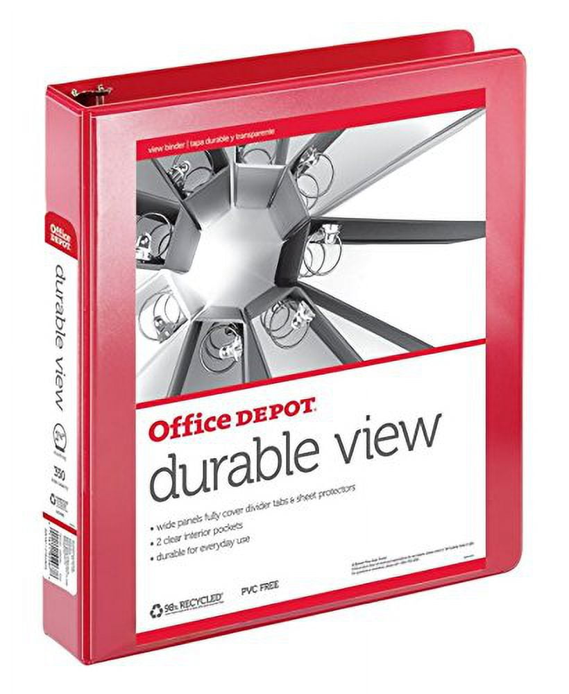 OfficeMax Durable View Binders with Round Ring 1-1/2", Red - Walmart.com