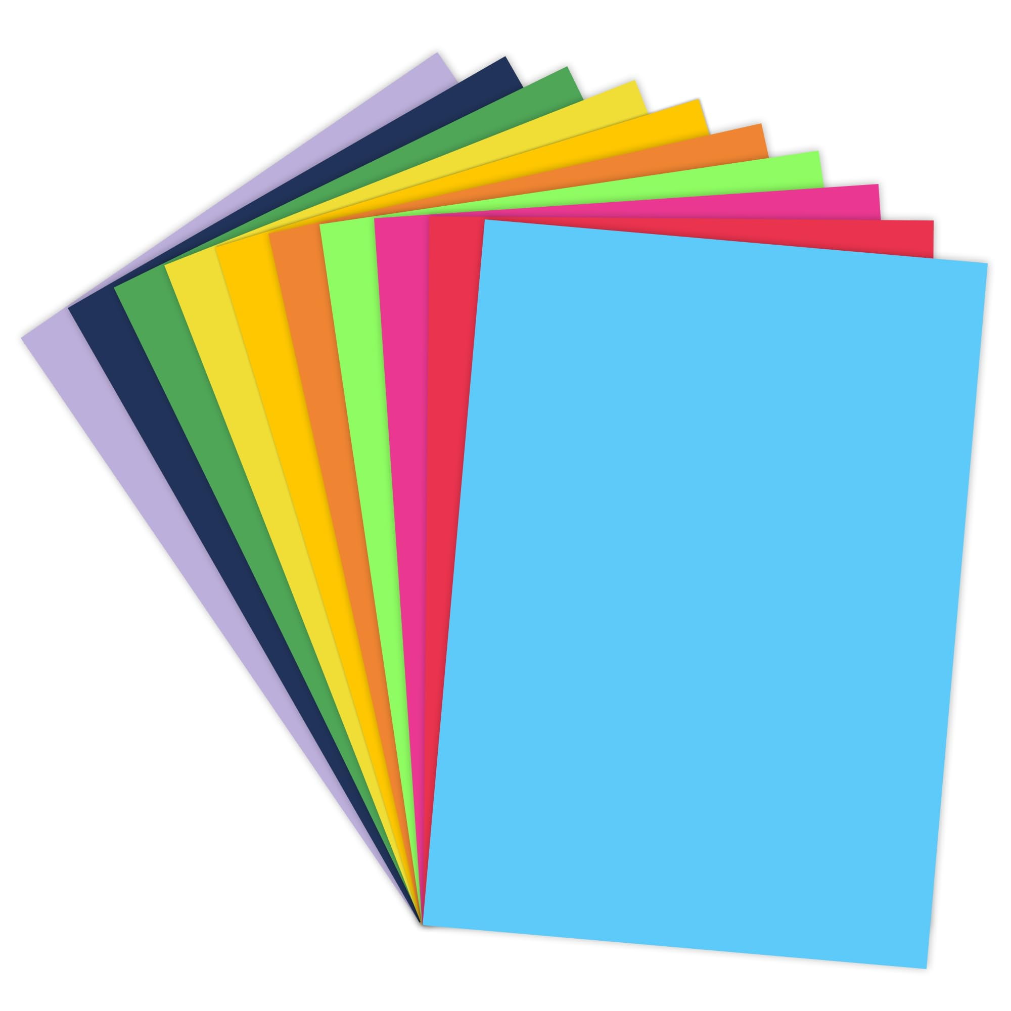 OfficeZen A4 Size Color Paper (Neon Colours, 10 Colors X 5 Sheets Each ...