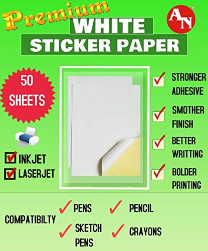 OfficeZen N A4 Size 50 Sheets PREMIUM WHITE Sticker Paper, Easy Peel ...