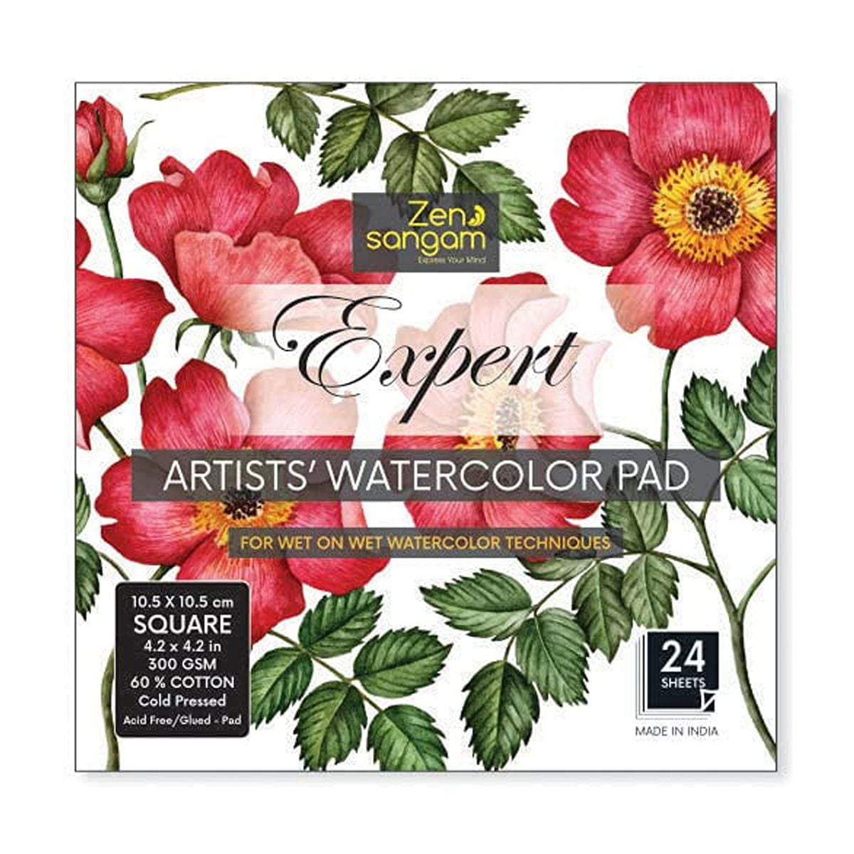 OfficeZen Sangam Artists’ - Square Expert Watercolor Glued Sketch Paper ...