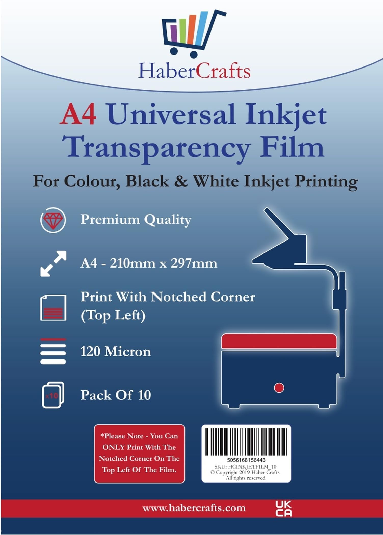 OfficeZen Universal Inkjet Transparency Film A4 Clear OHP Sheets for Ink Jet Printers - Acetate ...