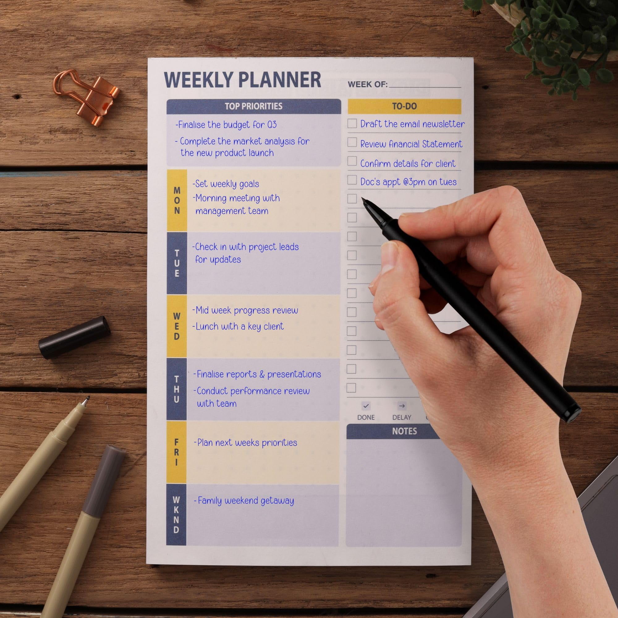 OfficeZen Weekly To Do List Notepad | Undated Weekly Planner with 50 ...