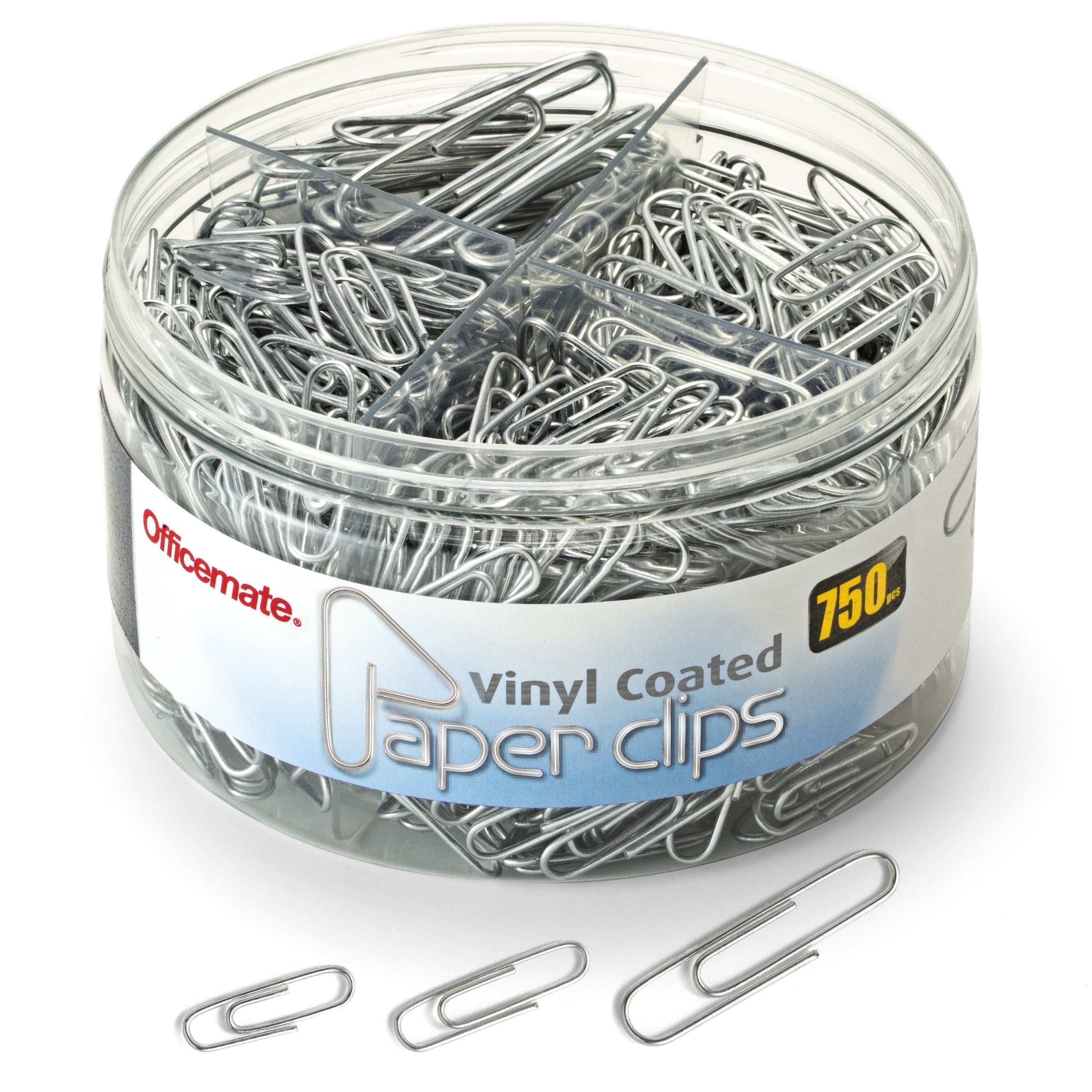 Officemate 750 Vinyl Coated Paper Clips, Reusable Storage Tub, Assorted ...