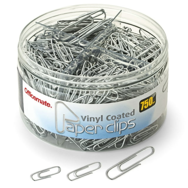 Officemate 750 Paper Clips, Vinyl Coated, Assorted Sizes, Reusable ...