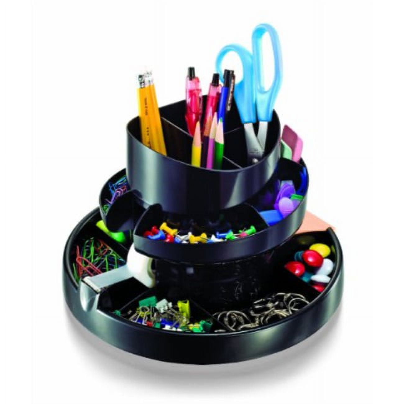 Officemate Deluxe Rotary Organizer, 16 Compartments, Recycled, Black ...