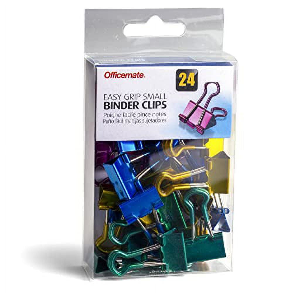 Officemate Easy Grip Binder Clips, Metallic, Small, Pack of 24 ...