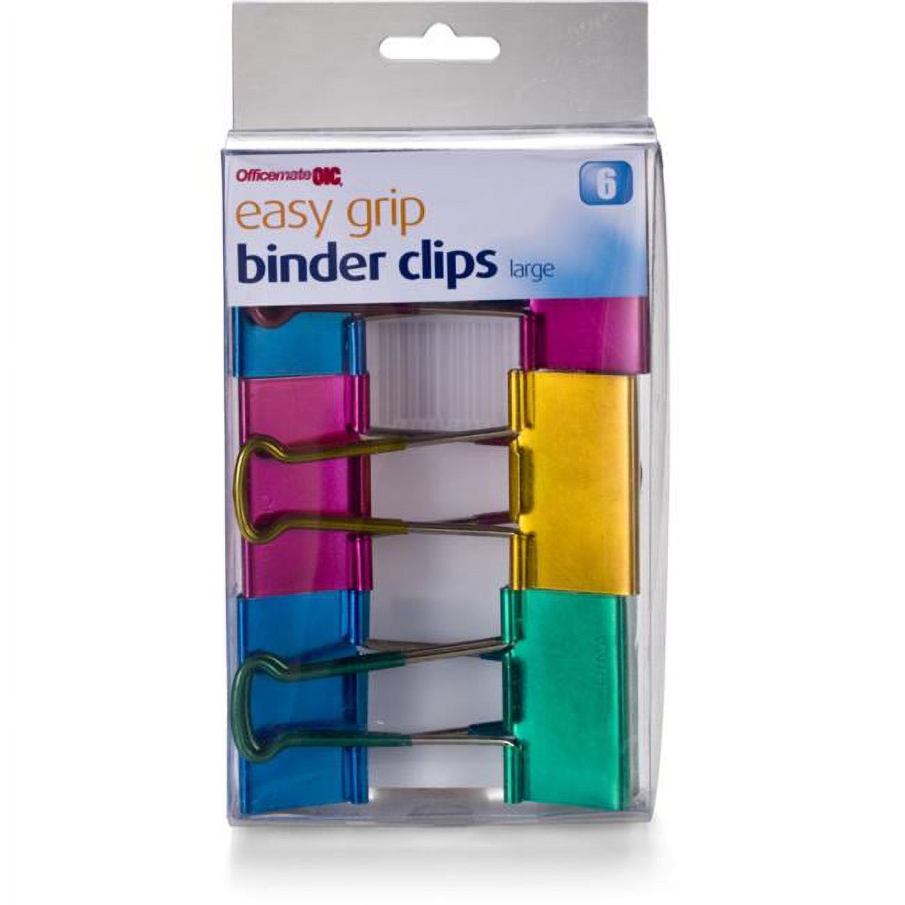 Officemate Easy Grip Large Binder Clips, Assorted Metallic Colors, 6 ...