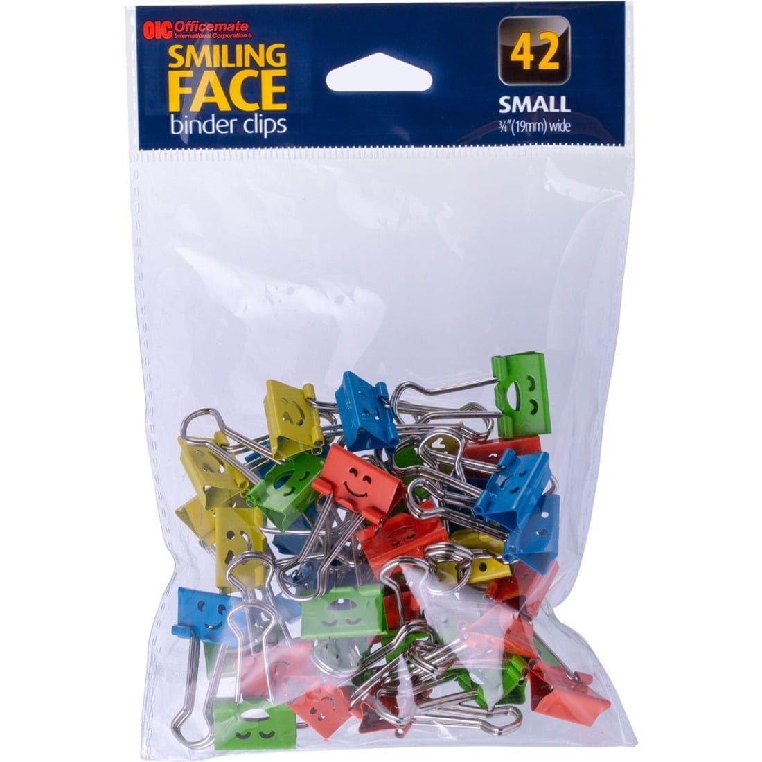 Officemate Happy Smiling Face Binder Clips, Small Size, 42 in Pack ...
