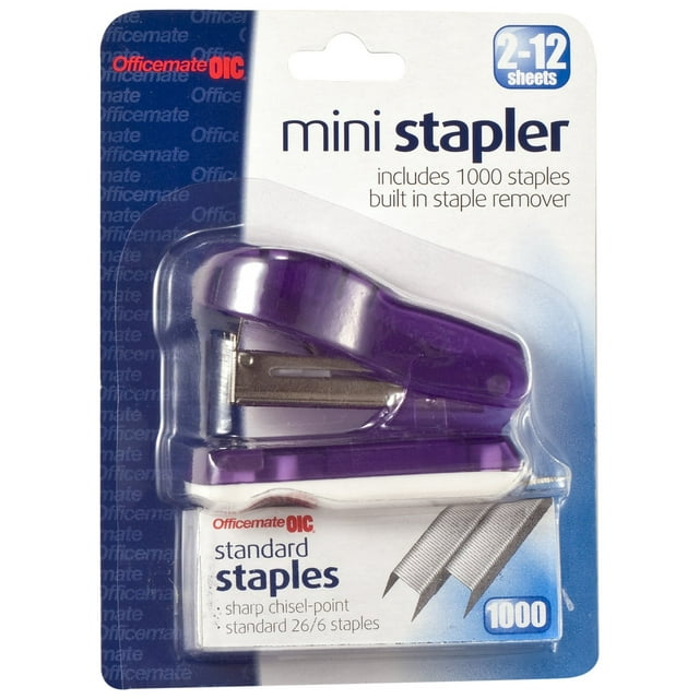 Officemate Mini Stapler with 1000 Standard Staples, Comes in Assorted ...