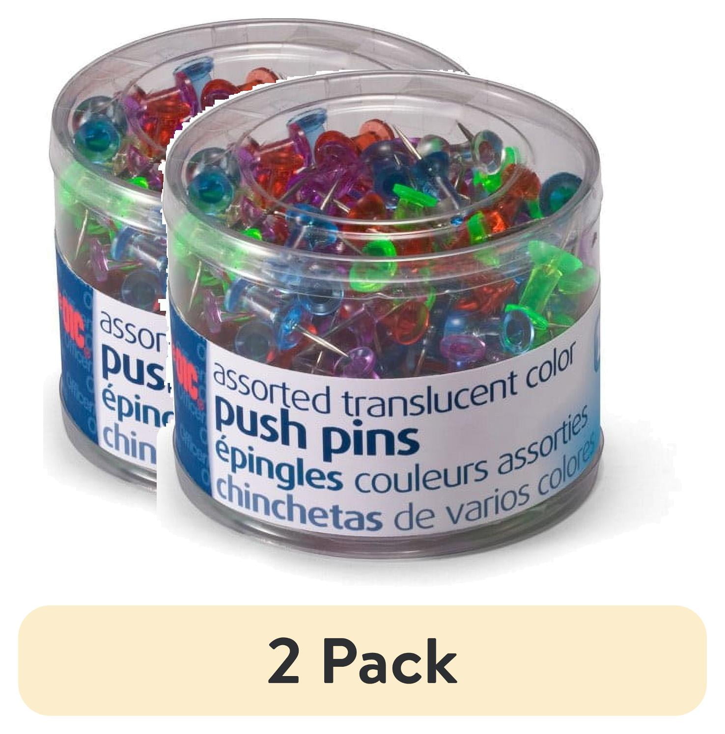 (2 pack) Officemate OIC Push Pins, Assorted Translucent Colors, 200 ...