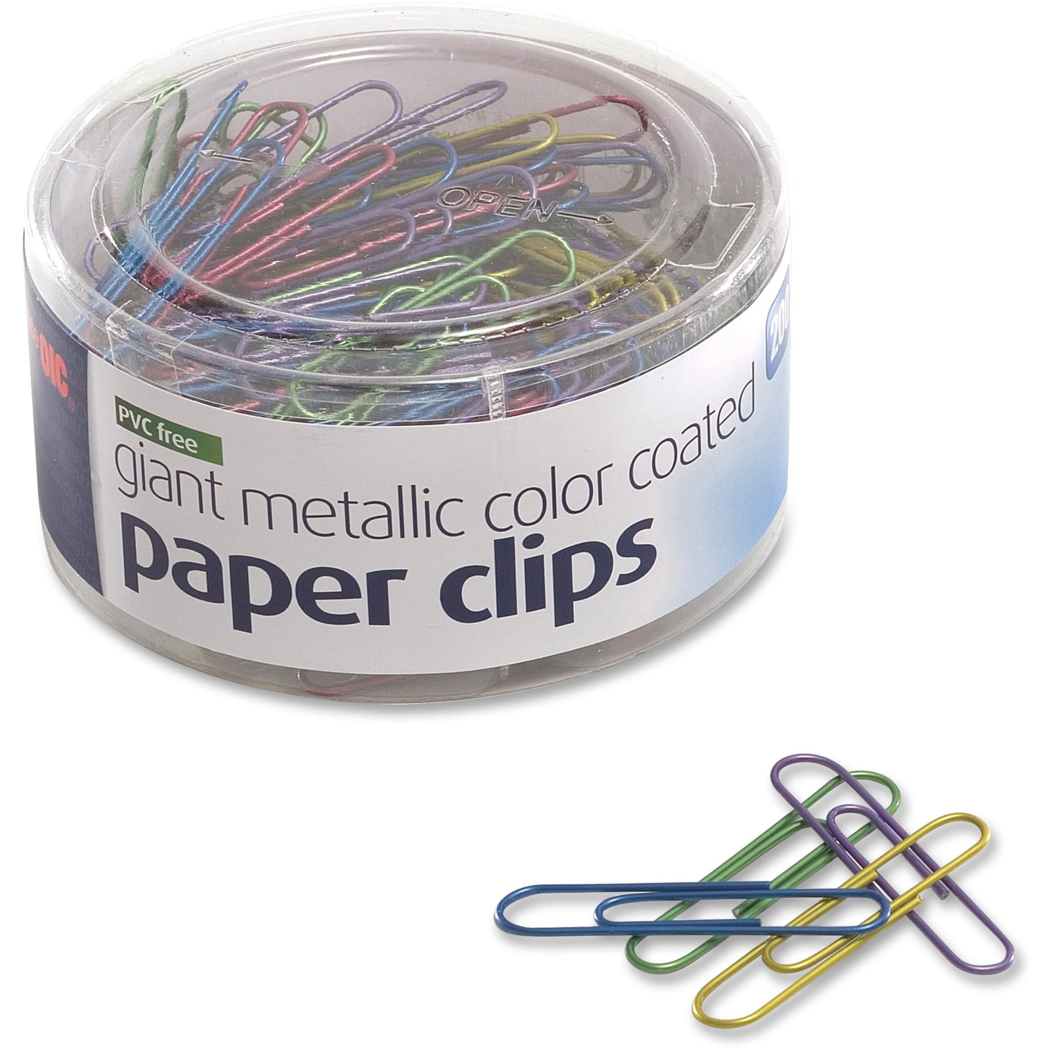 Officemate PVC-Free Assorted Color Coated Giant Paper Clips, 200 per ...