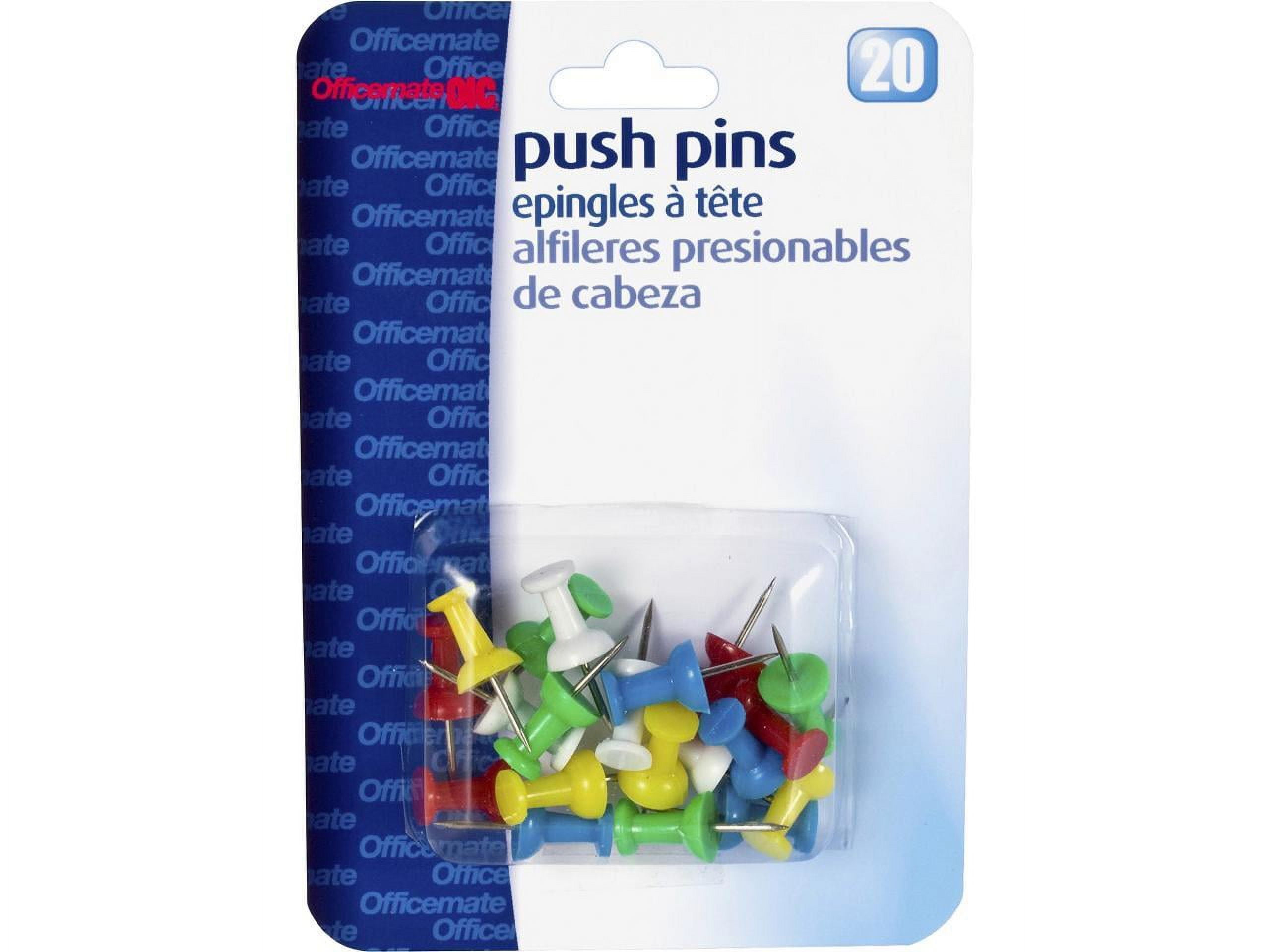 Officemate Push Pins, Assorted Colors, 20 per Pack (92600) - Walmart.com