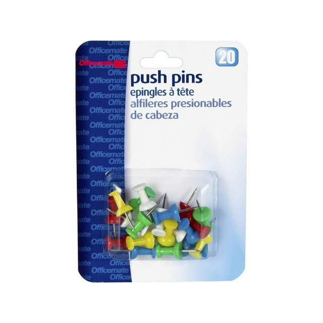 Officemate Push Pins, Assorted Colors, 20 per Pack (92600) - Walmart.com