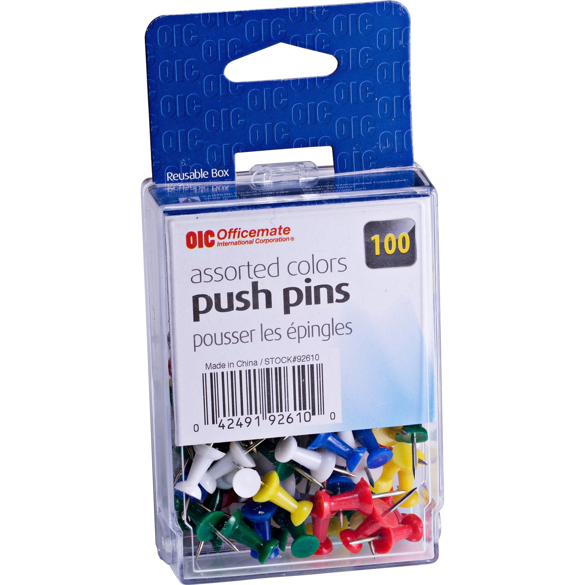 Officemate Pushpins Plastic Assorted Colors Head 1/2" L 92610 - Walmart.com