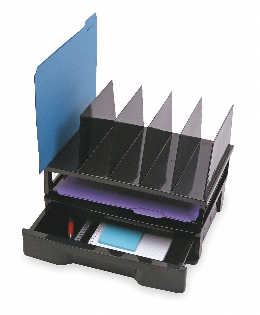 Officemate Recycled Drawer with Letter Tray and Vertical Sorter, Black ...