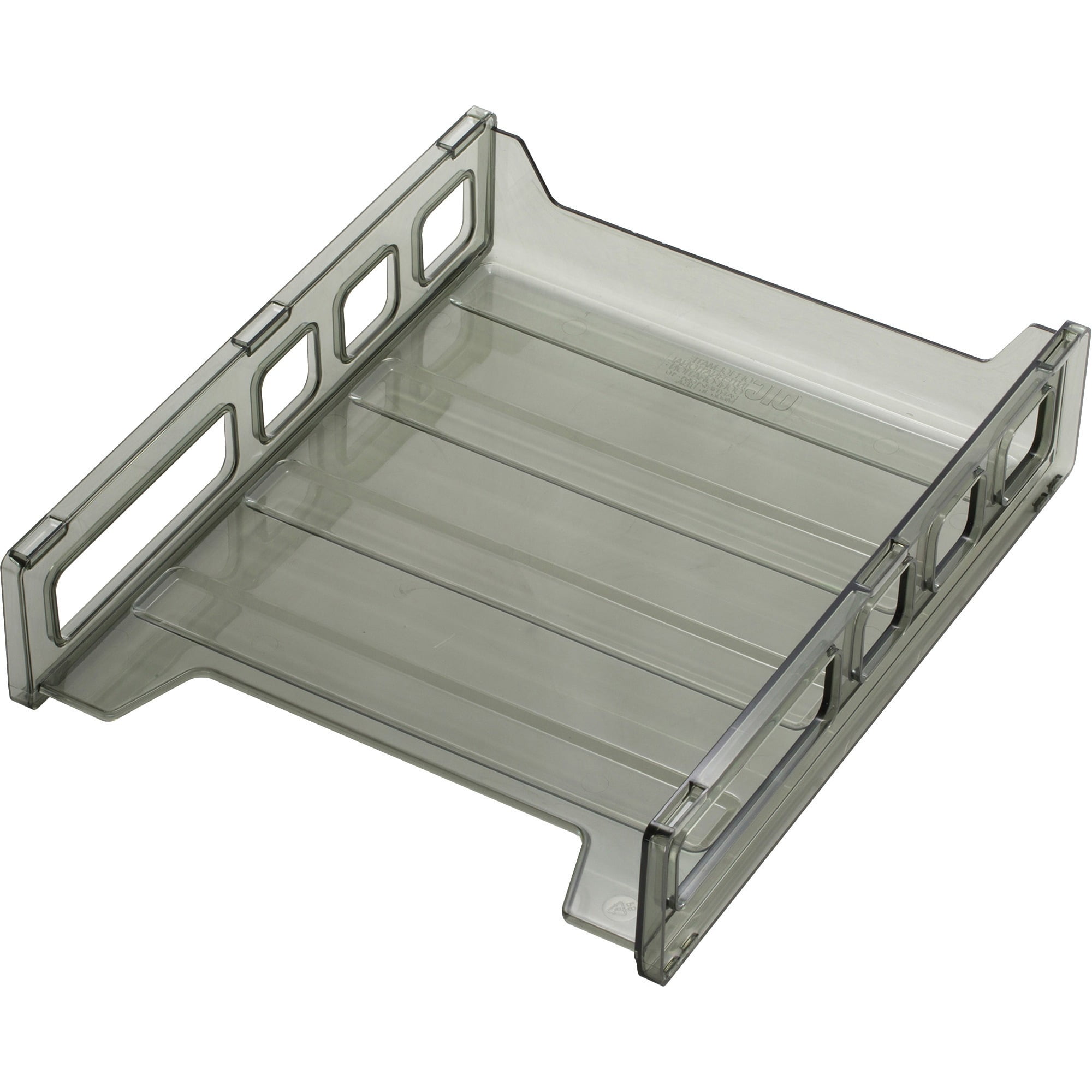 OfficeMate Stacking Plastic Front Load Letter Tray, Smoke, 10.5 x 12.5 ...