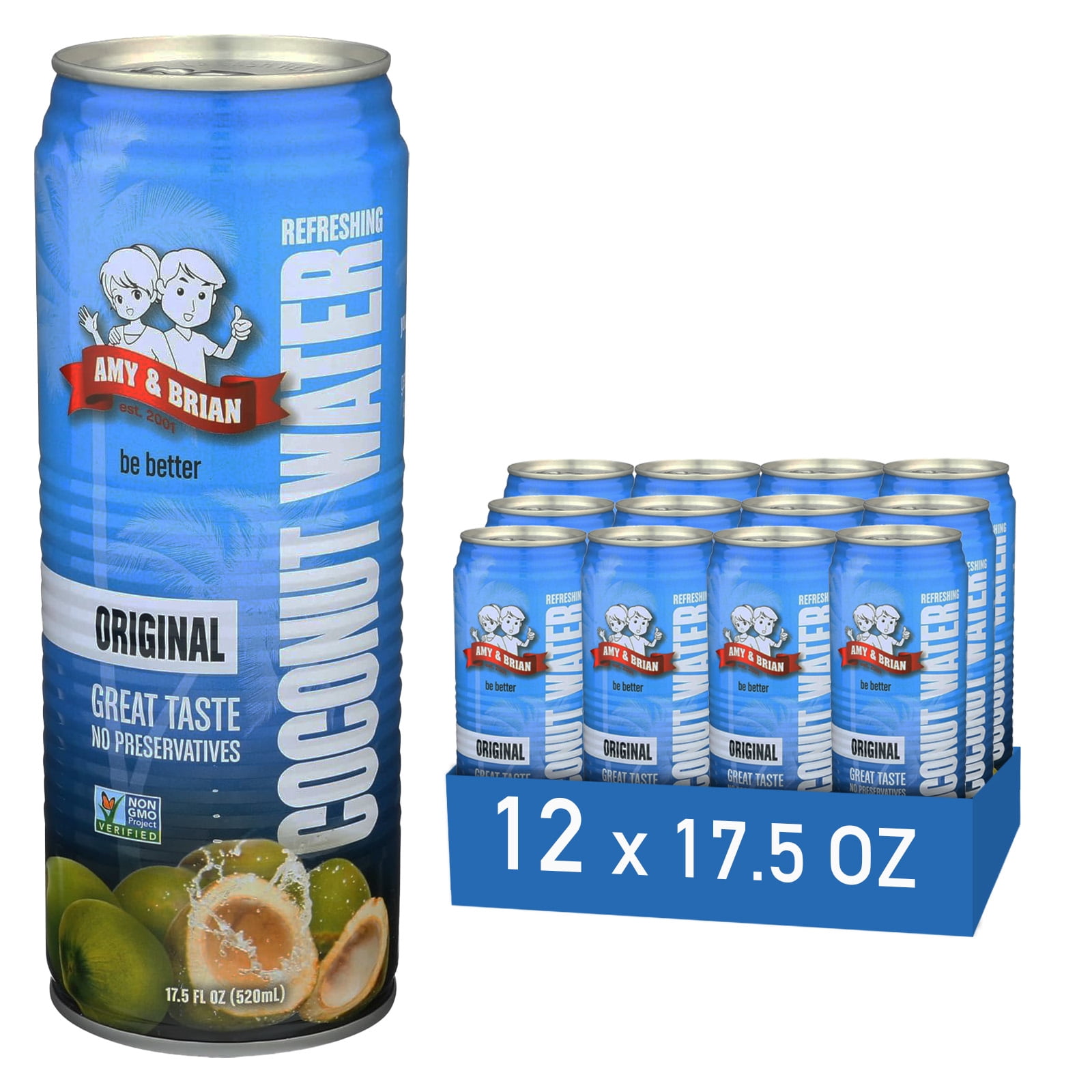 Official Amy & Brian Pure Coconut Water Original, 17.5 fl oz (Pack of ...