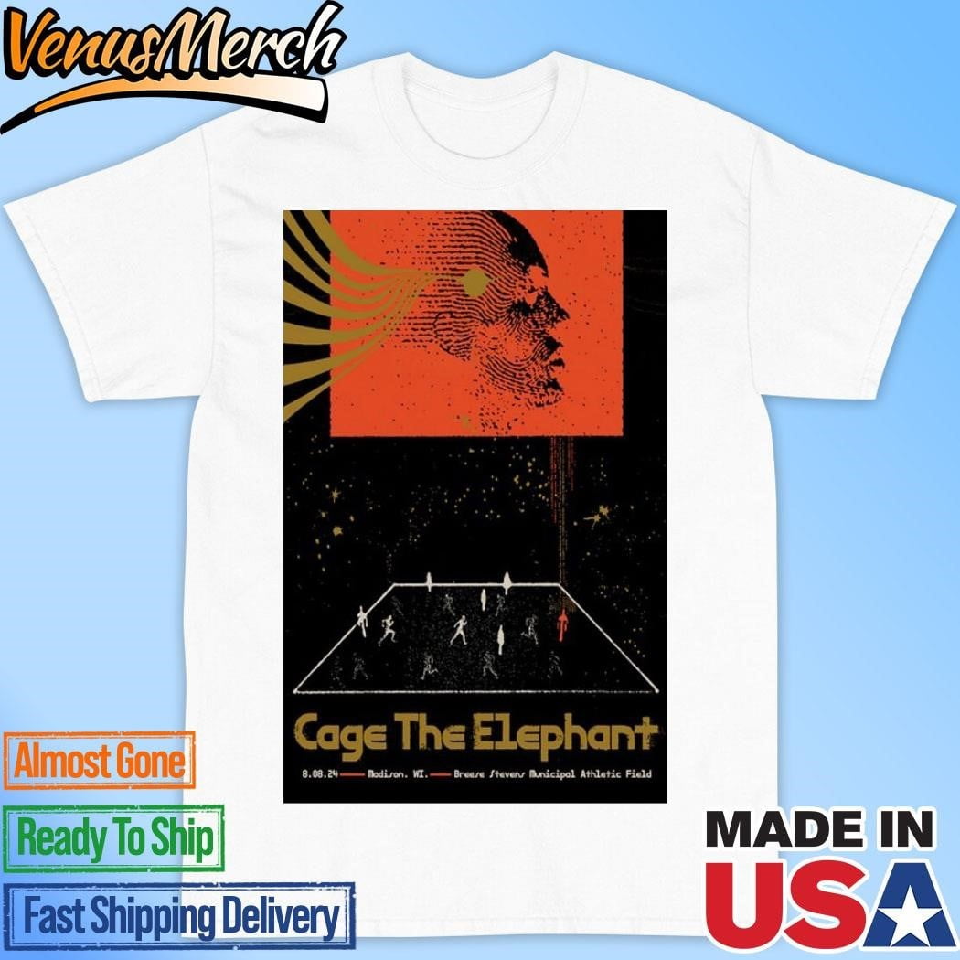 Official Cage The Elephant Band August 8 2024 Breese Stevens Field Madison Wi Tour Poster Shirt ...