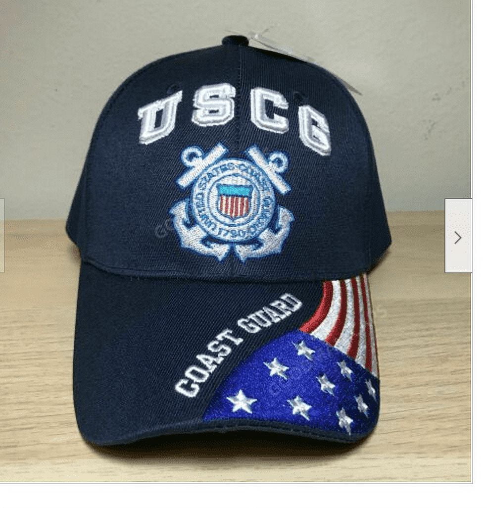 Official Coast Guard Licensed USCG Emblem Flag Bill Cap Hat (Licensed ...